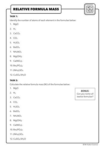 Calculating Relative Formula Mass (GCSE & A Level) | Teaching Resources Calculating Relative Formula Mass (GCSE & A Level) | Teaching Resources