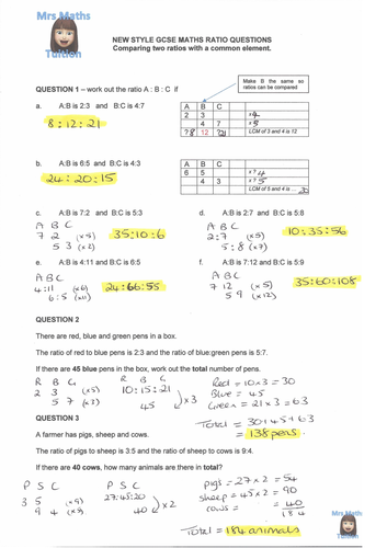 Ratio lesson - new style GCSE maths 9-1 | Teaching Resources