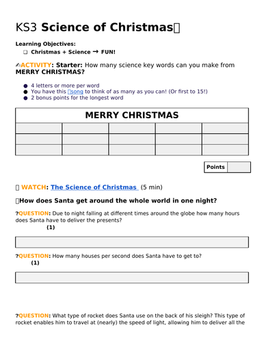 Christmas of Science KS3 | Teaching Resources
