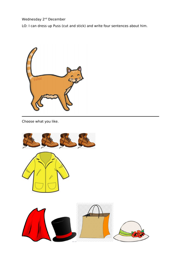Puss in Boots dress up worksheet | Teaching Resources
