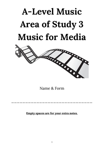 AQA A Level AoS 3 Music for Media Booklet | Teaching Resources
