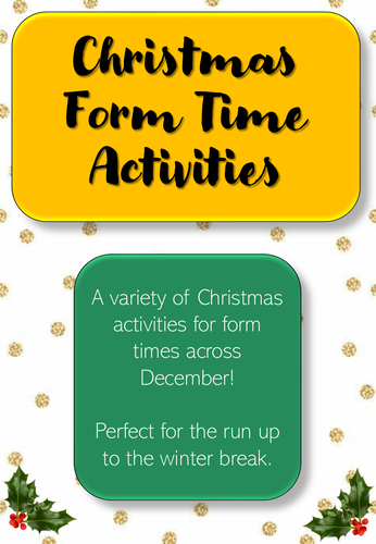 Christmas Form Time Activities Booklet | Tutor Time | Head of Year ...