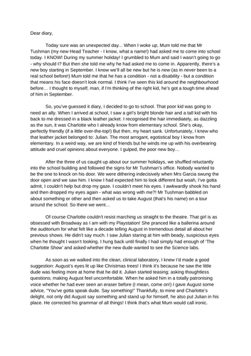 Year 6 - Wonder Diary Entry Teacher Model (Jack Will's perspective ...