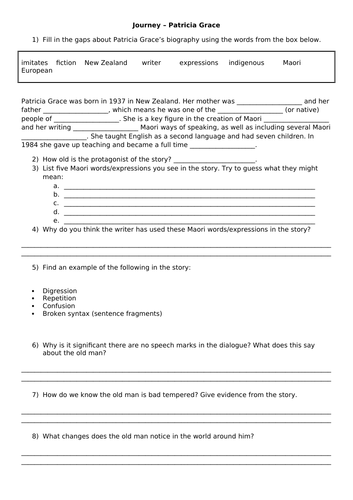 Journey by Patricia Grace | Teaching Resources