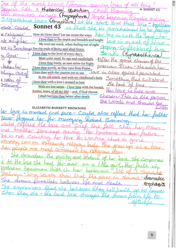 'Sonnet 43' annotations | Teaching Resources