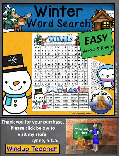 Winter Word Search | EASY Puzzle | Ready to Go! | Teaching Resources