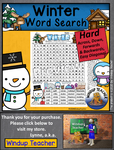 Winter Word Search | HARD Puzzle | Ready to Go! | Teaching Resources