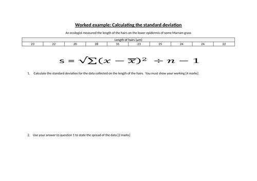 Standard deviation (AQA A-level Biology) | Teaching Resources