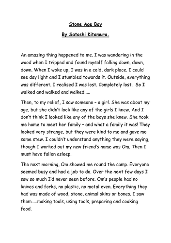 The Stone Age Boy by Satoshi Kitamura- Drama, Sequencing, Planning ...