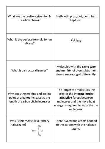 Organic Chemistry Flash cards | Teaching Resources