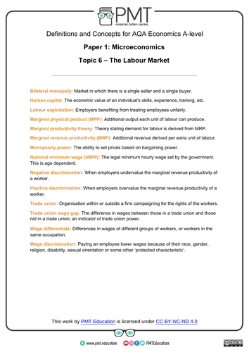 AQA A-level Economics Definitions | Teaching Resources AQA A-level Economics Definitions | Teaching Resources
