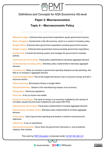 AQA A-level Economics Definitions | Teaching Resources AQA A-level Economics Definitions | Teaching Resources