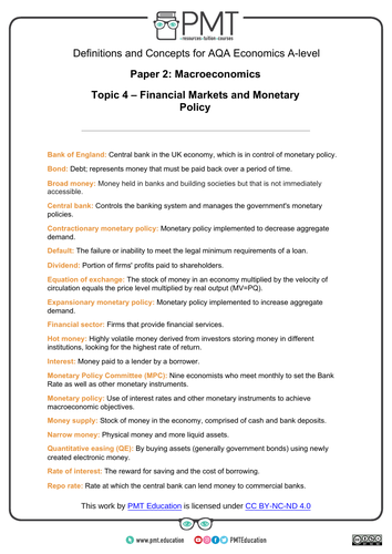 AQA A-level Economics Definitions | Teaching Resources AQA A-level Economics Definitions | Teaching Resources