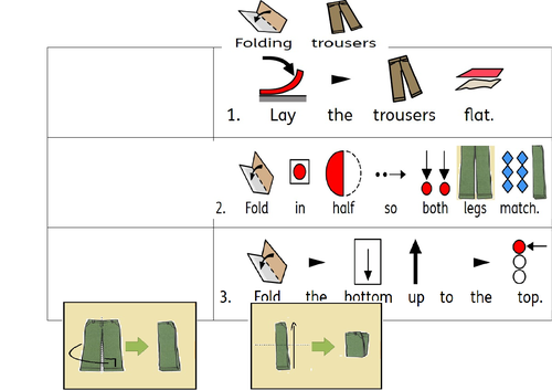 Folding and hanging clothes - Visual step by step 7 worksheets and 7 ...
