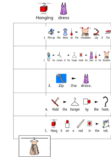 Folding and hanging clothes - Visual step by step 7 worksheets and 7 ...