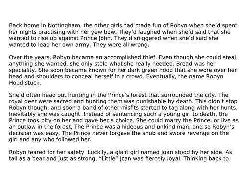 VIPERS Reading Comprehension SATS Year 6 lesson pack on Robyn Hood ...