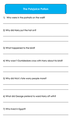 Harry Potter and the Chamber of Secrets Reading Comprehension (Chapters ...