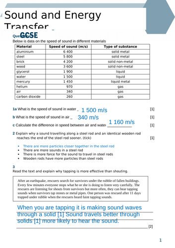 Sound and Energy Transfer | Teaching Resources