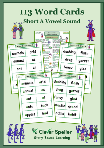 Flash Cards for the Short A Sound in Words | Teaching Resources