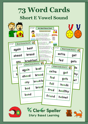 Flash Cards for the Short E Sound in Words | Teaching Resources