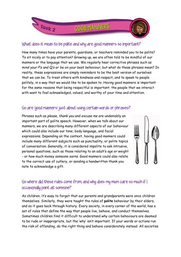 Courtesy and Manners | Teaching Resources