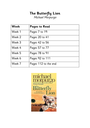 The Butterfly Lion by Michael Morpurgo - Unit of Work | Teaching Resources