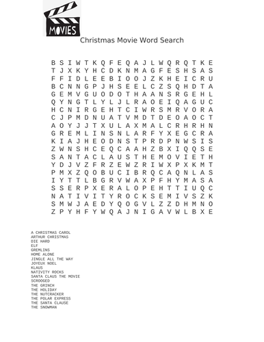 Christmas Movie Word Search | Teaching Resources