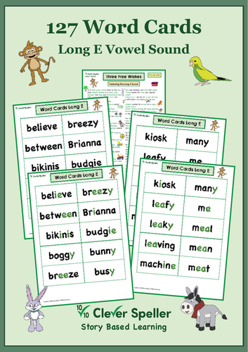 Flash Cards for the Long E Sound in Words | Teaching Resources