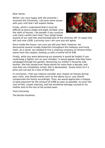 WAGOLL Santa or Father Christmas Complaint Letter Model | Teaching ...