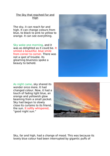 The Sky that reached Far and High (Short Story) | Teaching Resources
