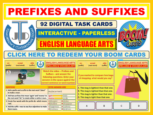 PREFIXES AND SUFFIXES: 92 BOOM CARDS | Teaching Resources