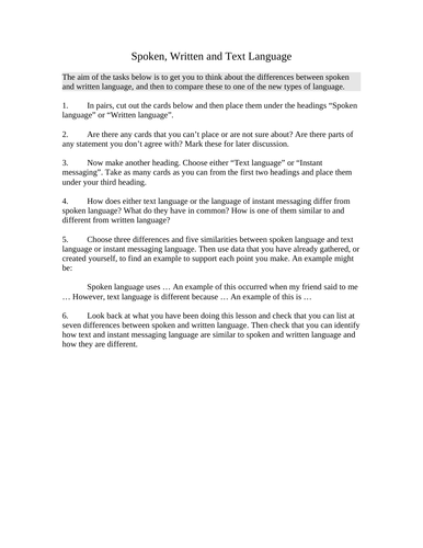 Analysing Spoken Language Resources | Teaching Resources