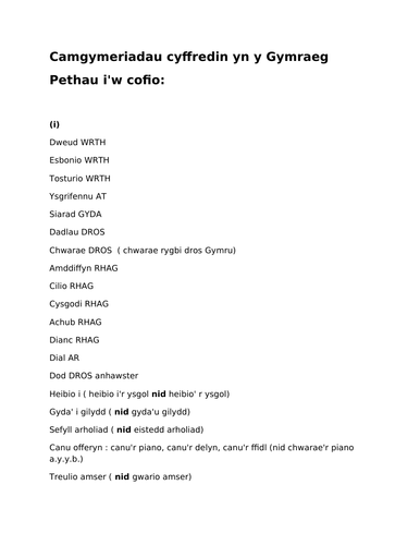 Second Language Welsh Handout on Grammar - mutations, prepositions ...