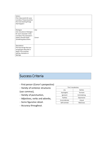 A Monster Calls First person narrative | Teaching Resources