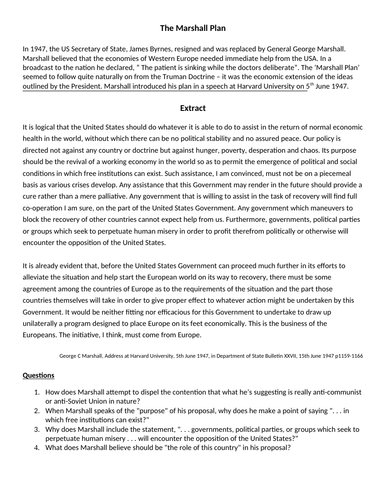 IB History - Cold War - 5. Truman Doctrine & Marshall Plan | Teaching ...