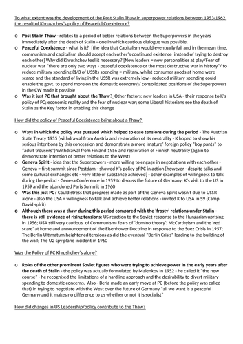 IB History - Cold War - 8. Peaceful Coexistence | Teaching Resources