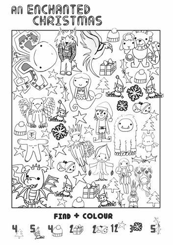 iSPY colouring Enchanted CHRISTMAS | KS 2 & 3 Art | Teaching Resources