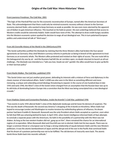 IB History - Cold War - 9. Perspectives | Teaching Resources