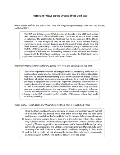 IB History - Cold War - 9. Perspectives | Teaching Resources