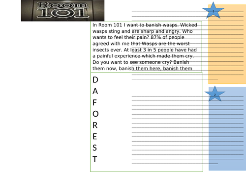 Room 101 Worksheet | Teaching Resources