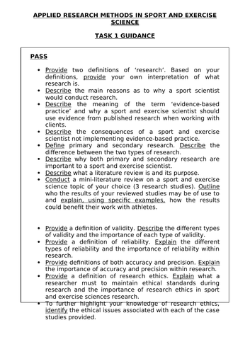 BTEC L3 Sport & Exercise Science: Unit 5 – Applied Research Methods in ...