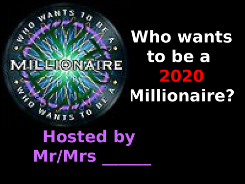 New- 2020 Who Wants to Be a Millionaire Quiz of the year KS2/KS3 ...