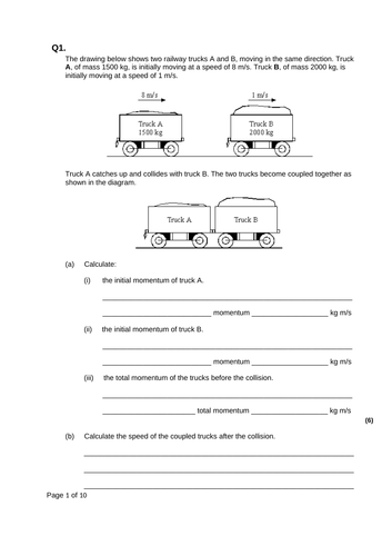 Aqa Gcse Physics 9 1 P10 5 Using Conservation Of Momentum Full Lesson Teaching Resources
