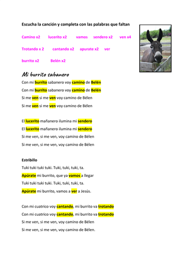 Mi burrito sabanero | Teaching Resources