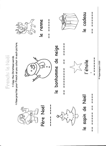 FRENCH - Christmas Copy Words and Colour Pictures | Teaching Resources