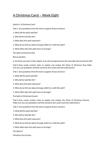 A Christmas Carol - Full scheme of work - 10 PowerPoint lessons plus ...