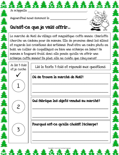 Noël - One week French reading program for Christmas -Set 2 | Teaching ...