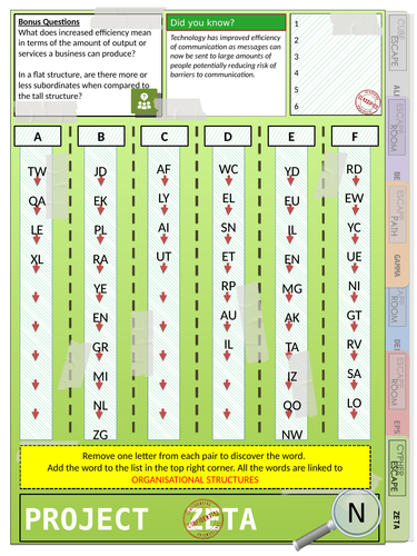 Organisation + Structure GCSE Business | Teaching Resources