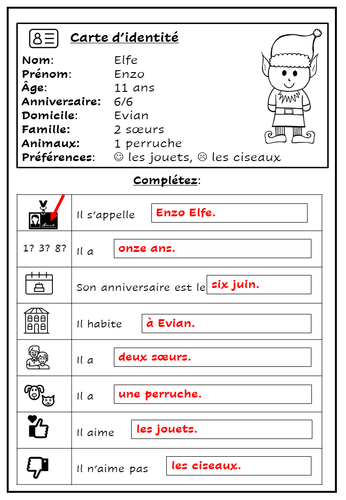 French Personal Information ID Cards | Teaching Resources