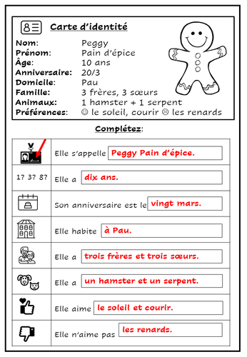 French Personal Information ID Cards | Teaching Resources